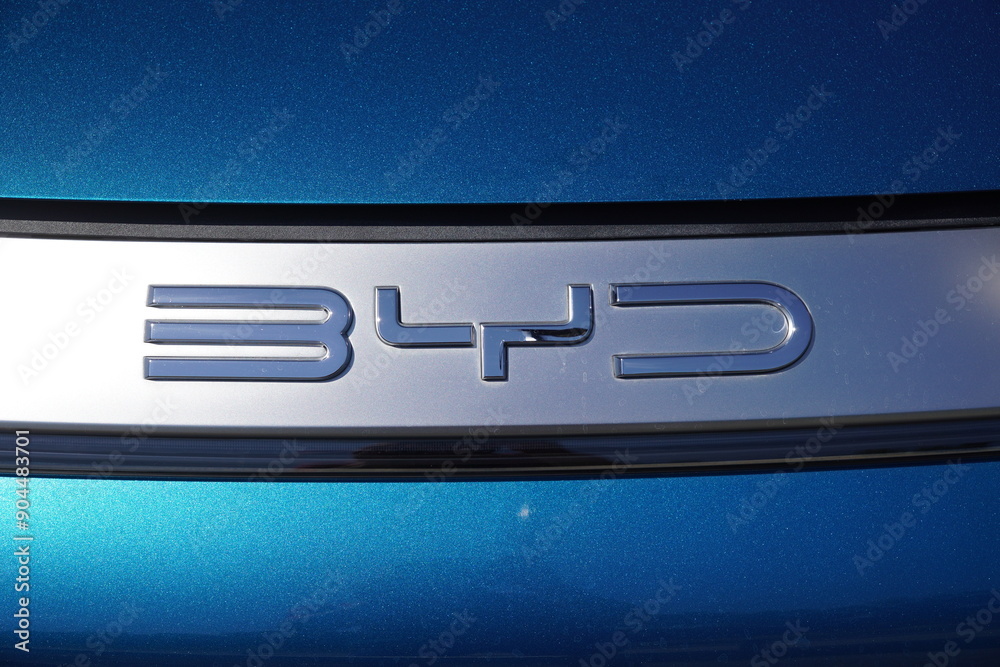 England UK 19 July 2024 - BYD logo of battery powered electric car ...