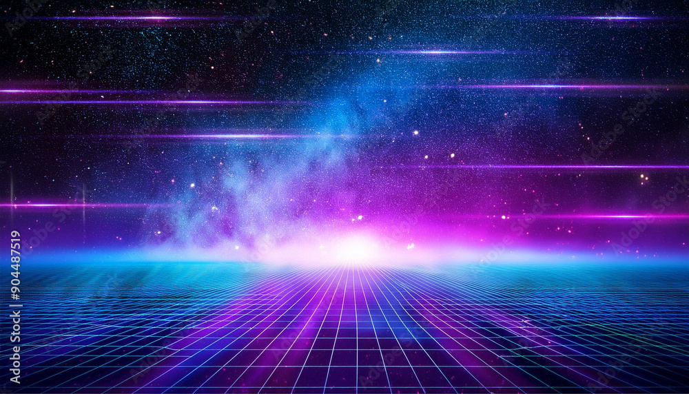 Synthwave vaporwave retrowave cyber background with copy space, laser ...