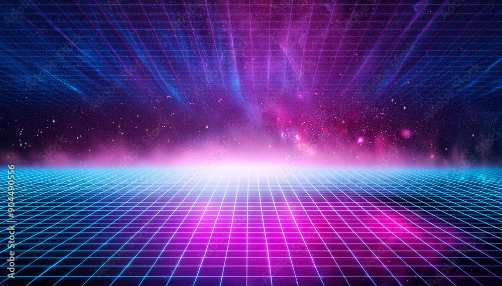 Synthwave vaporwave retrowave cyber background with copy space, laser ...