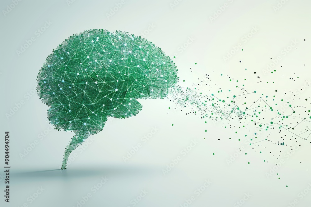 Detailed Brain Model with Fiery Neural Impulses Visualizing Intense ...