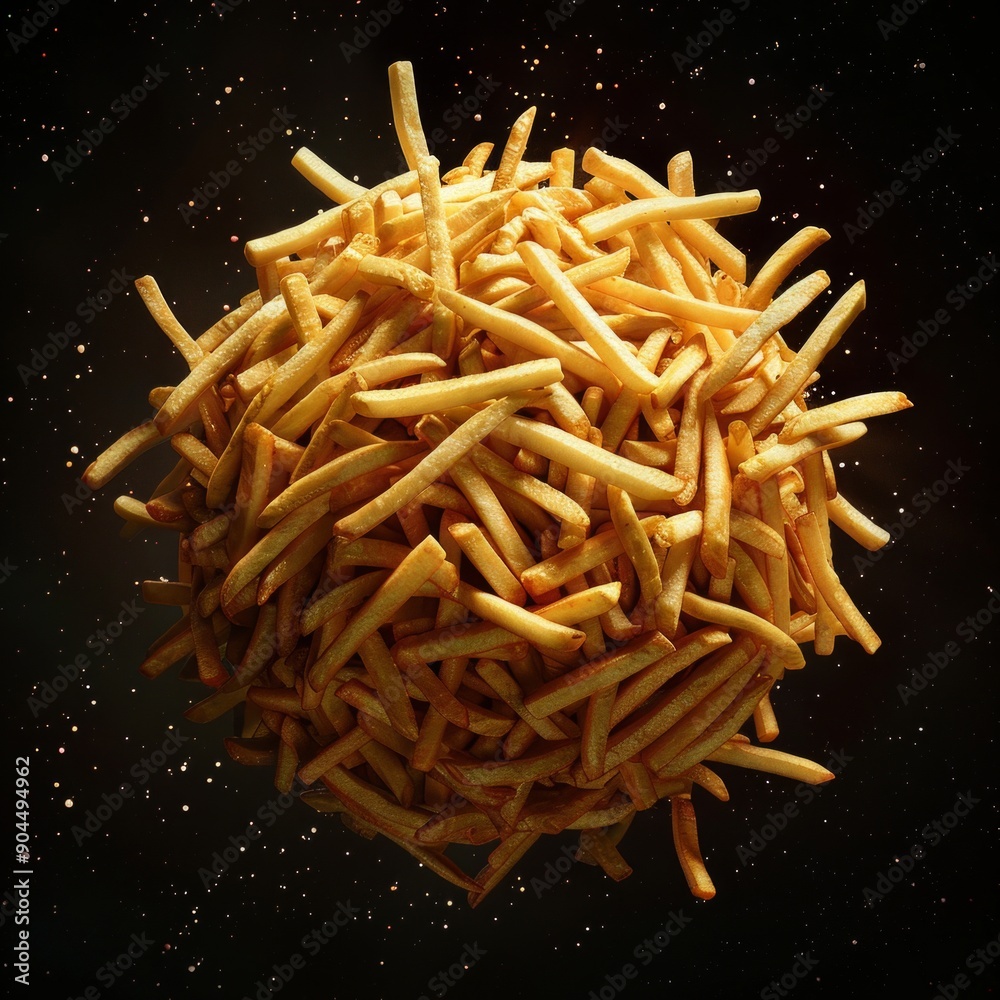 Vibrant artistic concept of a sphere made entirely of French fries ...