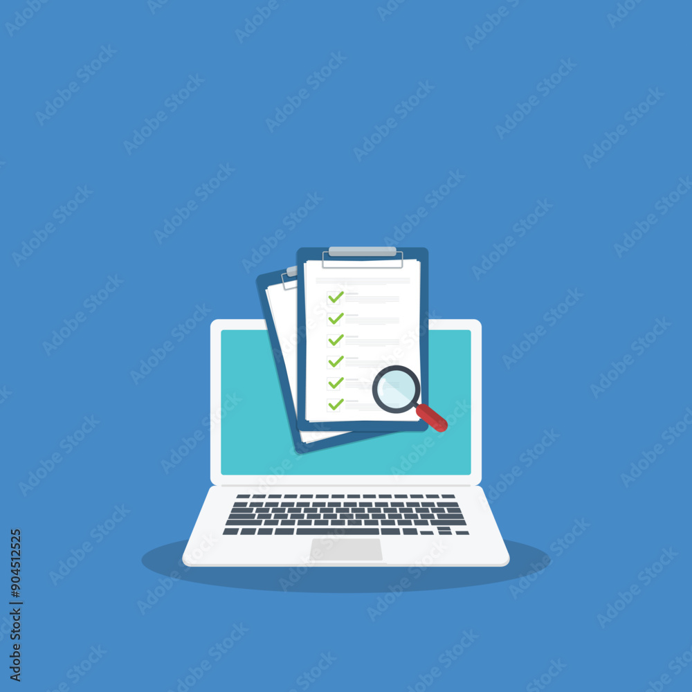 Online digital document inspection or assessment evaluation on laptop ...