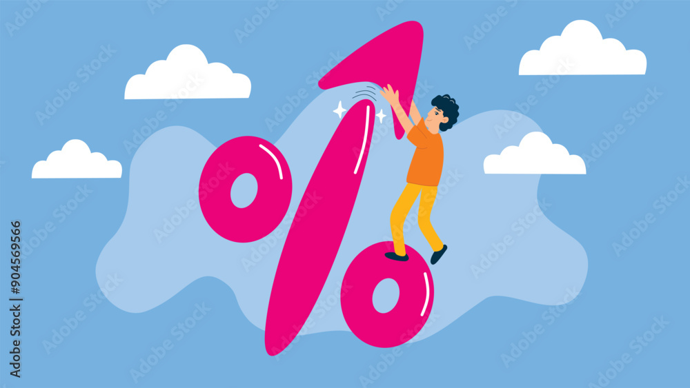 An illustration depicting the concept of rising interest rates, taxes ...