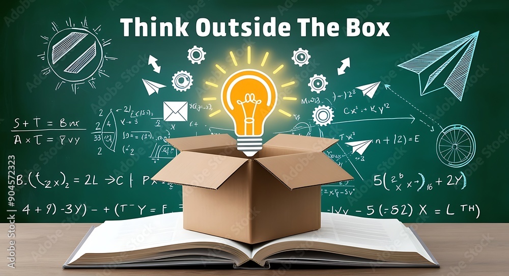 Conceptual and creative image featuring a cardboard box placed on an ...