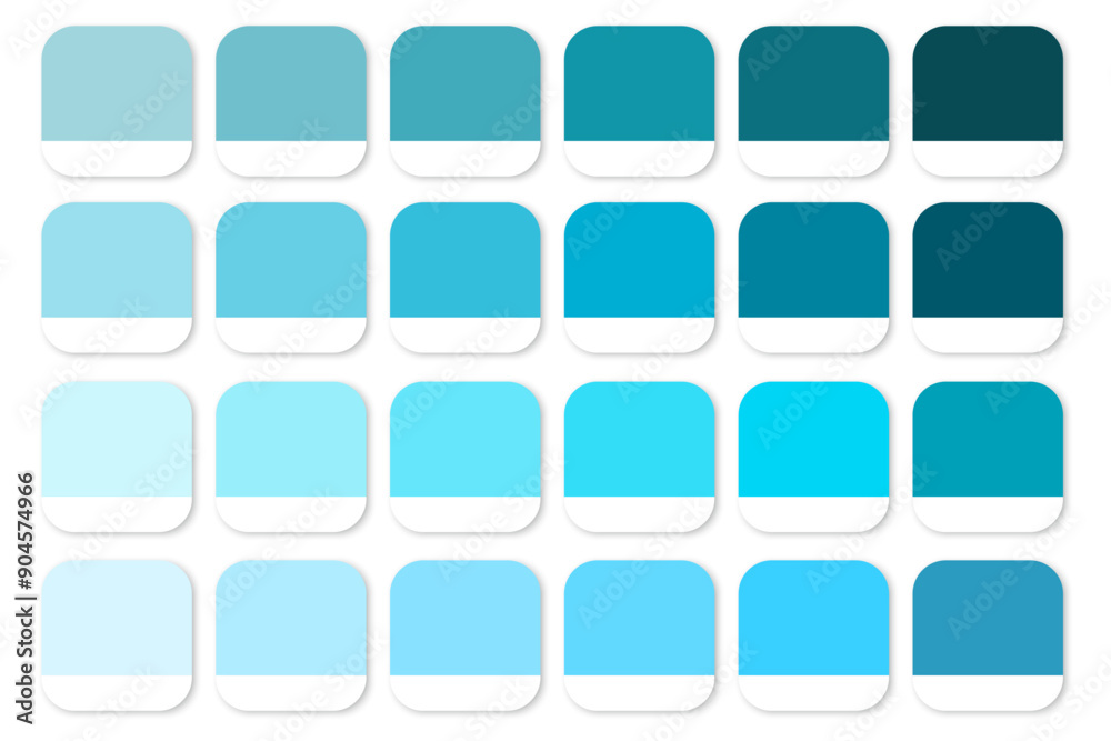 Blue gradient palette. Square color swatches with white base. Various ...