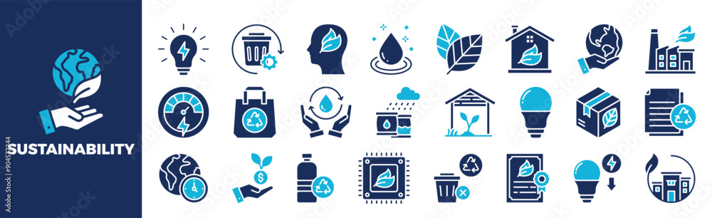 Sustainability Icon Set For Design Elements, green, sustainable, eco ...