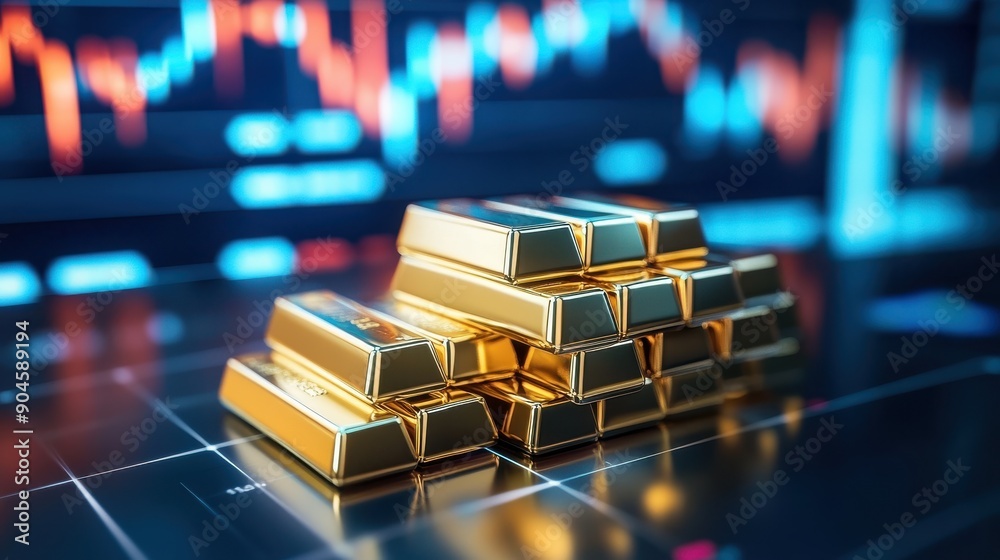 Virtual gold trading, augmented reality charts, ultra-modern finance ...