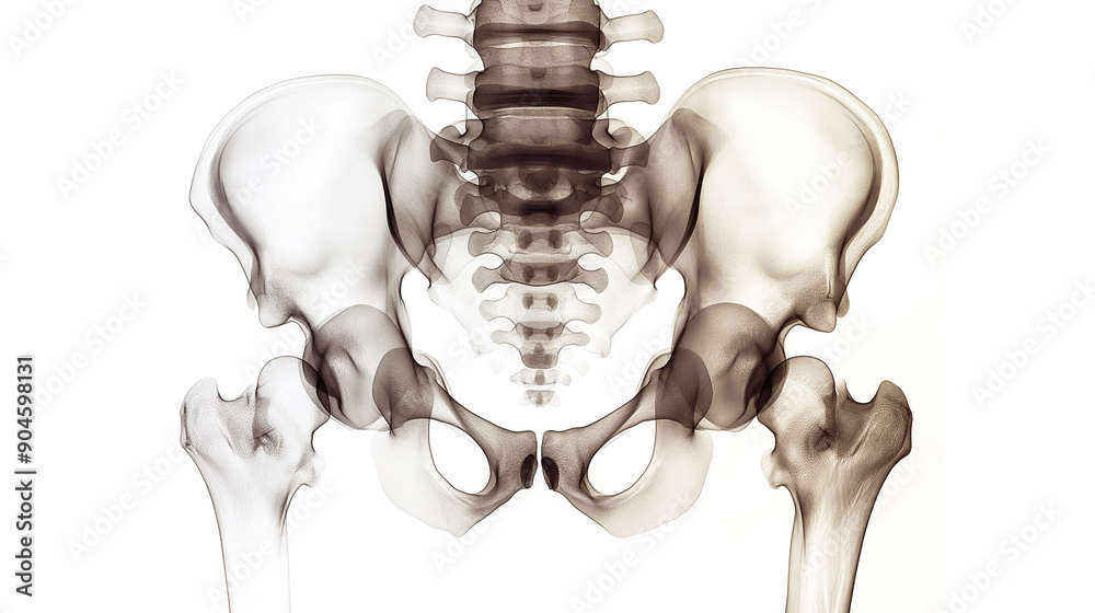 Transparent Pelvic Structure: A detailed medical illustration of the ...