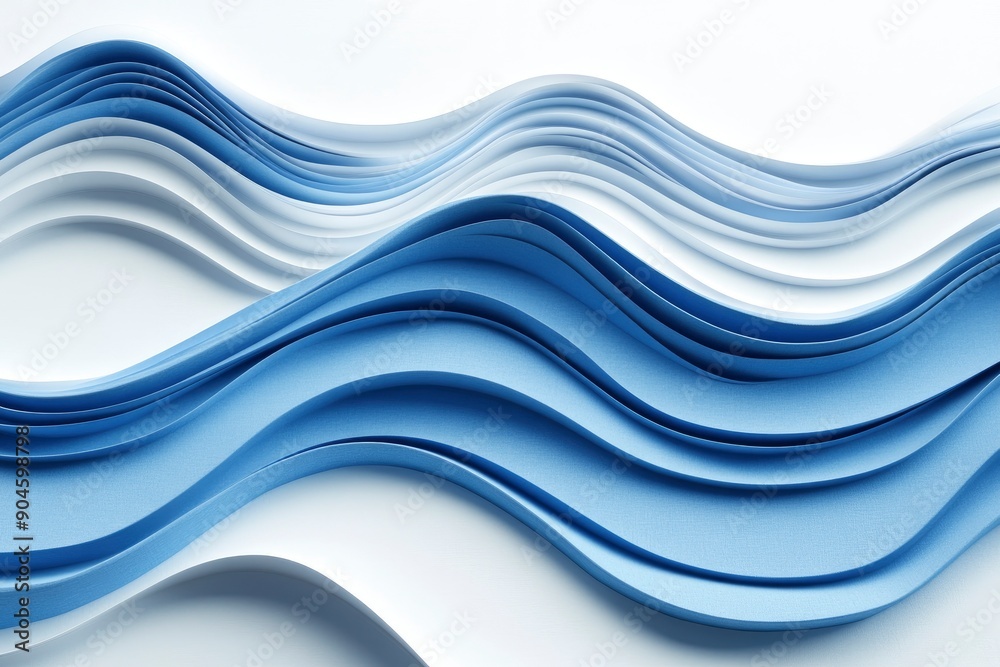 Elegant blue wave pattern on a simple white surface. Premium wave ...