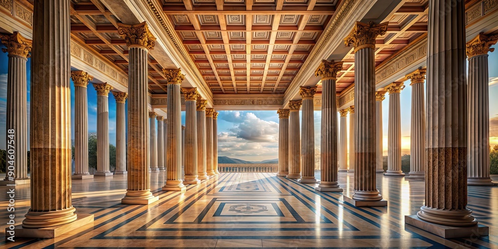 Ancient Greek architecture featuring grand pillars and a classical ...