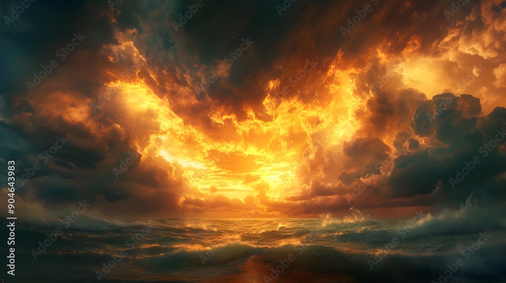 Nature wallpaper featuring a dramatic burning sky with dark clouds ...