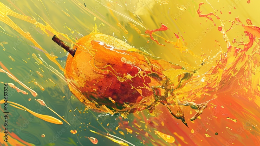 Mango Splash A Digital Art Composition of a Mango in a Splash of Orange ...