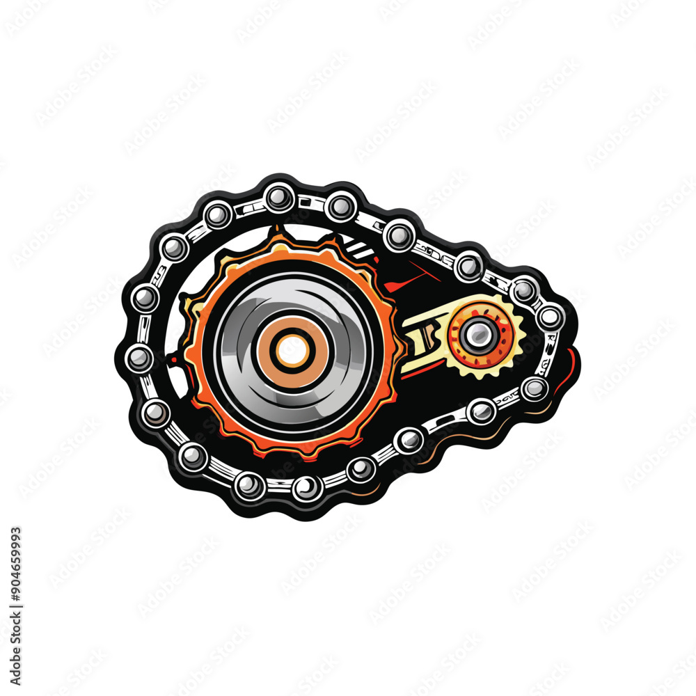 Create a stylized vector illustration of a motorcycle chain and ...
