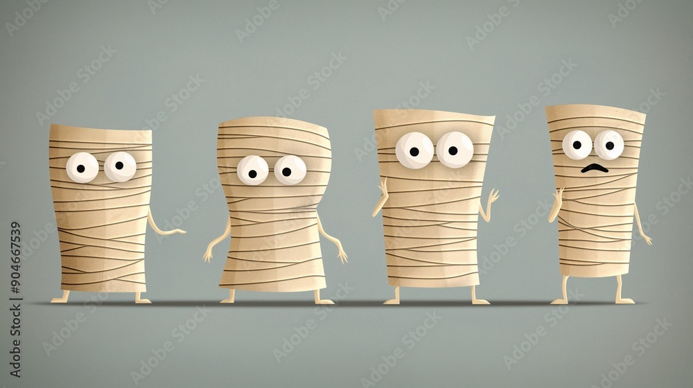 Mummy Characters: A set of four adorable mummy characters with various ...