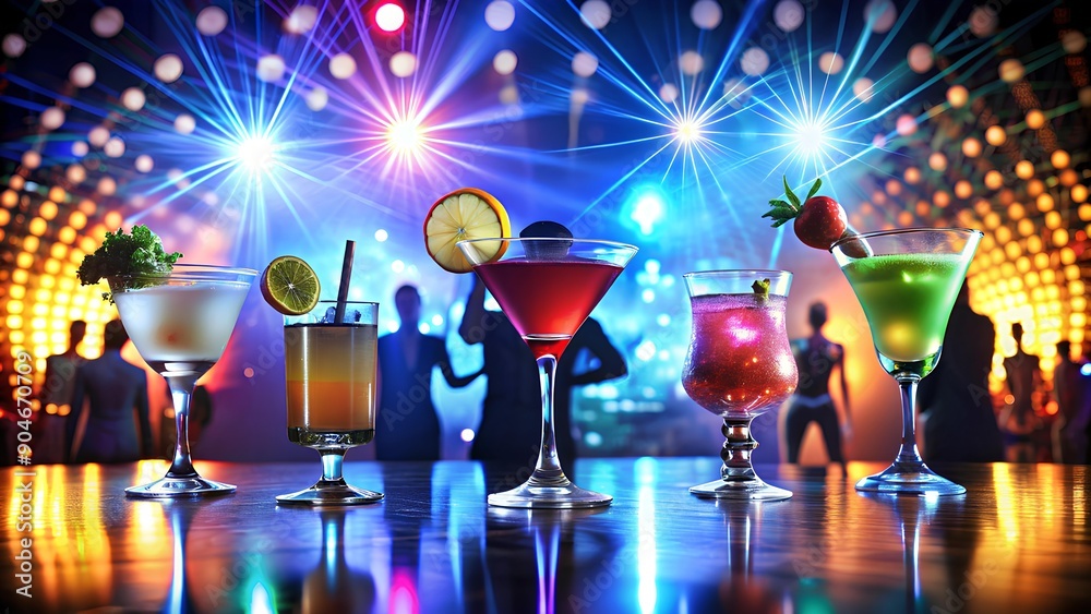 Colorful Cocktails at Party. Vibrant Party Scene with Colorful ...