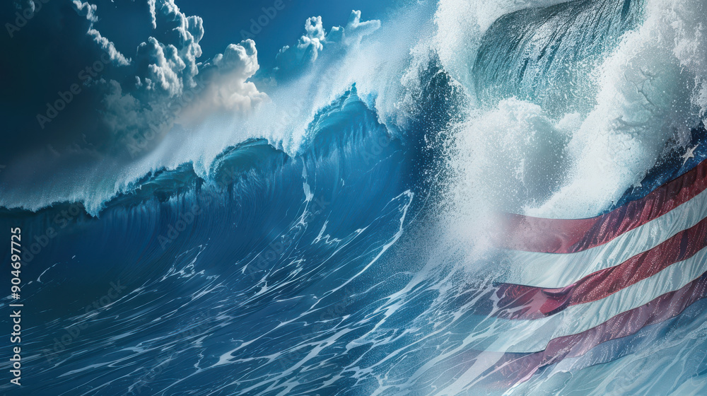 Stunningly realistic portrayal of a colossal ocean wave, blending ...