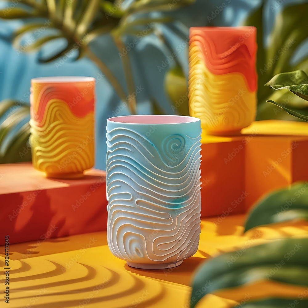 Develop a visually striking advertisement featuring cups that ... Develop a visually striking advertisement featuring cups that ...