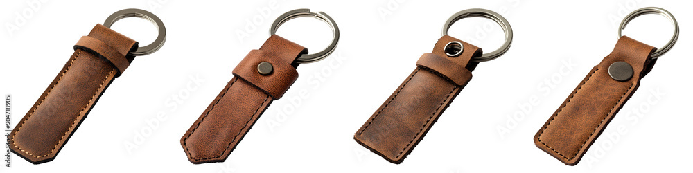Collection of Leather Key Fob With Blank Tag On Transparent Png ...