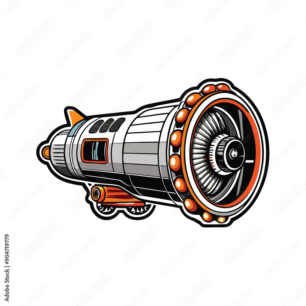Design a vector diagram of an airplane's engine with detailed ...
