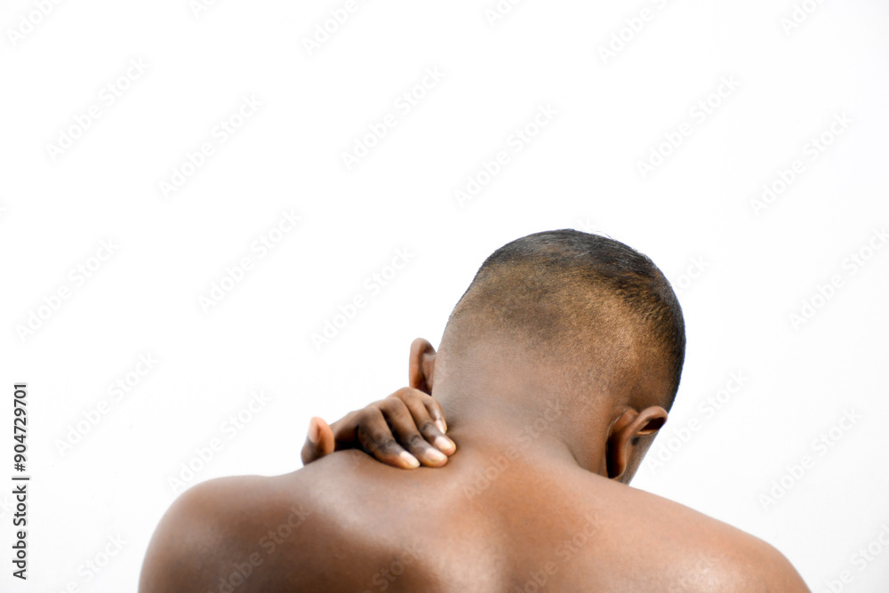 man neck, upper back and trapezius muscles with upper spine, thoracic ...