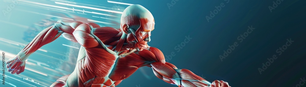 Human muscle system integrating with biomechanical frameworks in motion ...