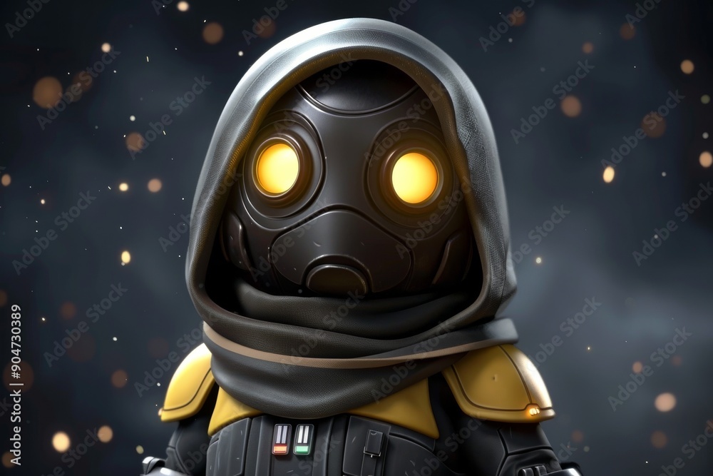 "Mysterious AI character with glowing eyes in a futuristic digital ...