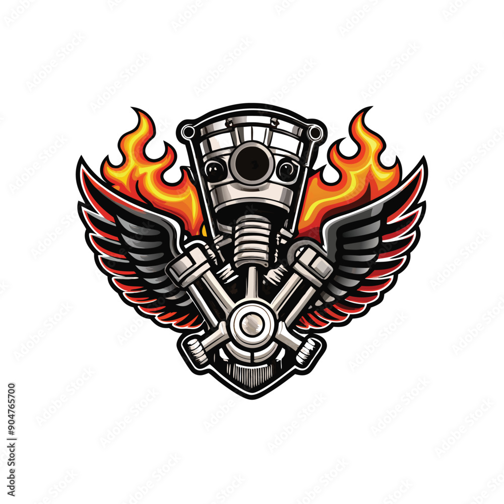 Design a vector illustration of a motorcycle rocker arm, with flames ...