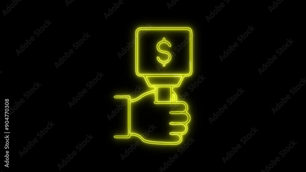 Bid Quotation Neon Icon 4K Animated Linear Symbol Icon Video Background ...