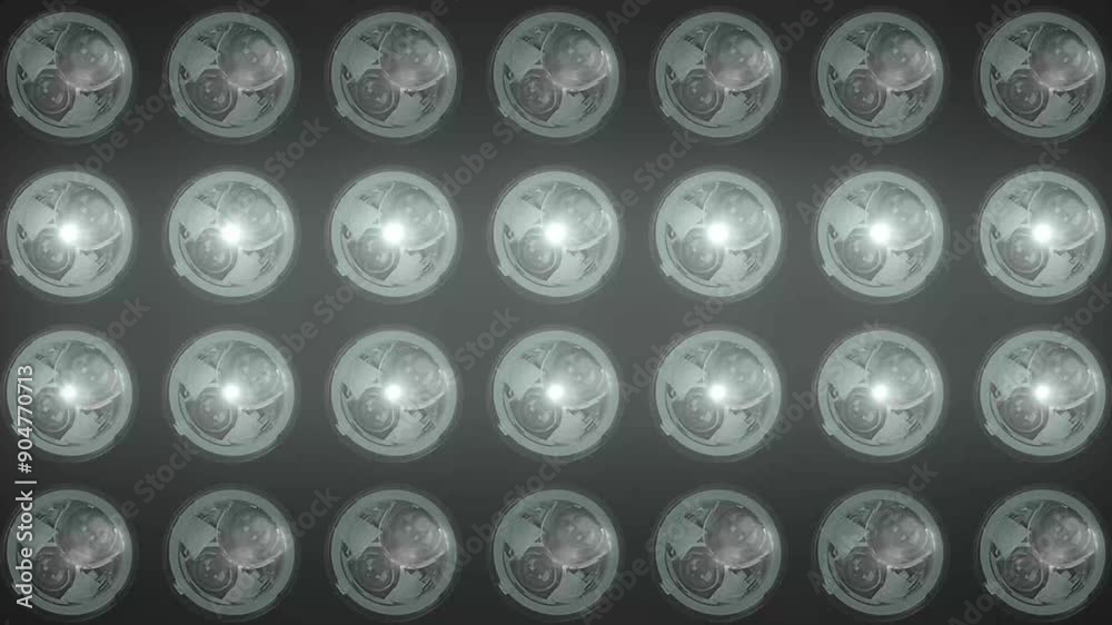 Flashing square Led wall light. Animation of flashing light bulbs on ...