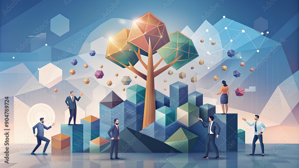 Low Poly Style Illustration of Business Growth. Geometric Shapes ...