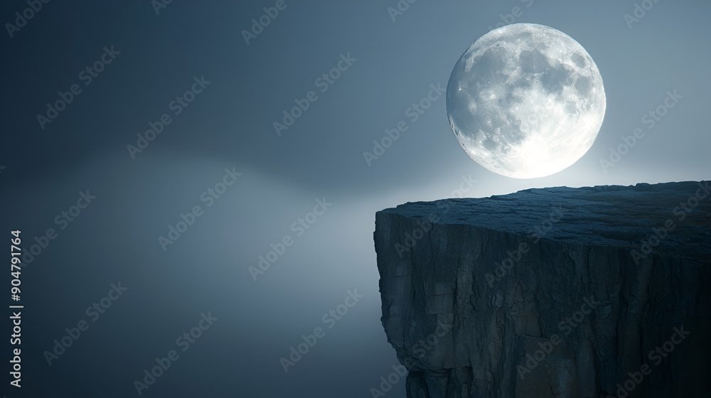 Ilustracja Stock: Large full moon Halloween concept Full moon casting ...