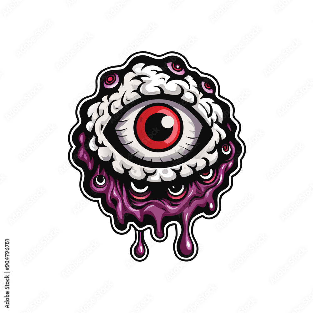 Illustrate a vector depiction of a cyclopean monster eye, with dripping ...