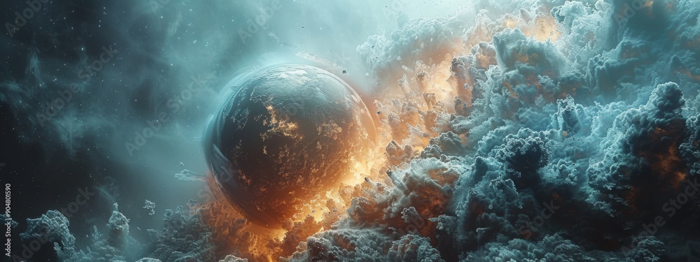 Shattered Sphere: A fragmented sphere with pieces floating in space ...