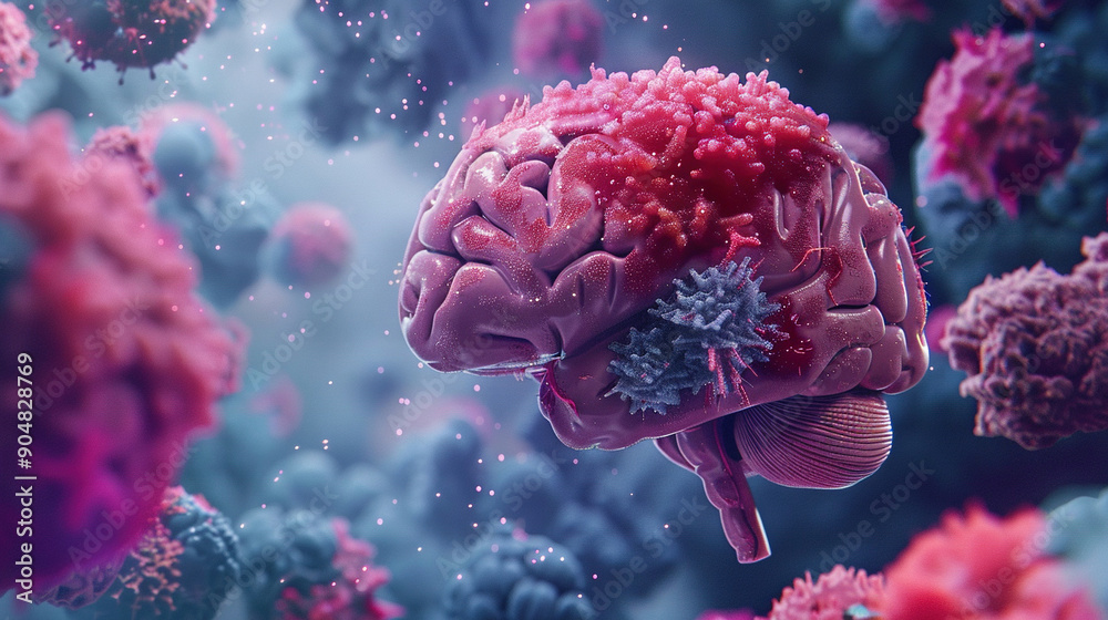 Create a compelling 3D visualization for World Brain Day, showcasing ...