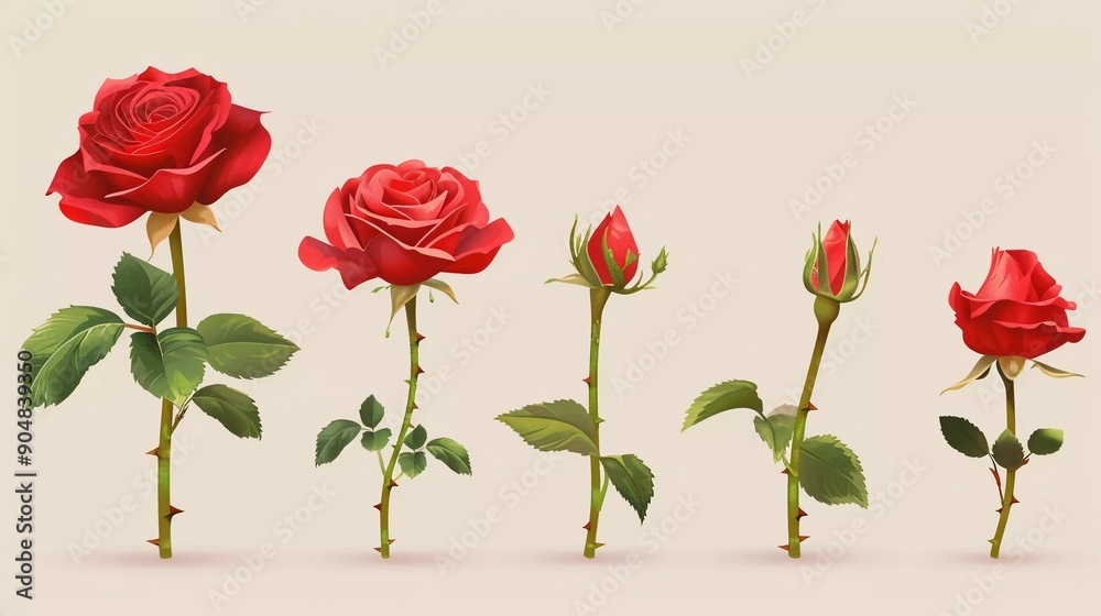 Illustration of the growth and development stages of a beautiful red ...