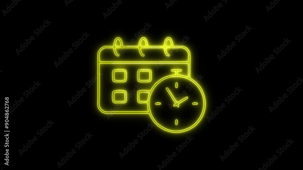 Schedule Neon Icon 4K Animated Linear Symbol Icon Video Background on ...
