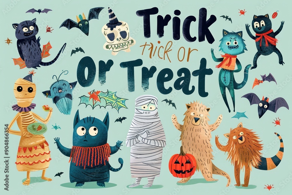 Monster Mash Collage: A mix of friendly monsters, including mummies ...