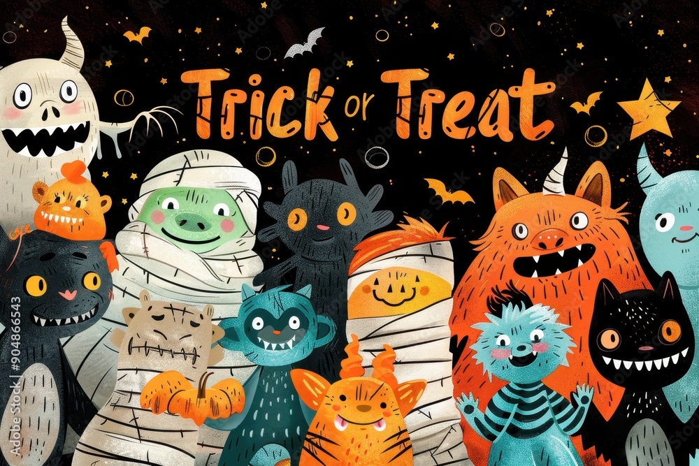 Monster Mash Collage: A mix of friendly monsters, including mummies ... Monster Mash Collage: A mix of friendly monsters, including mummies ...