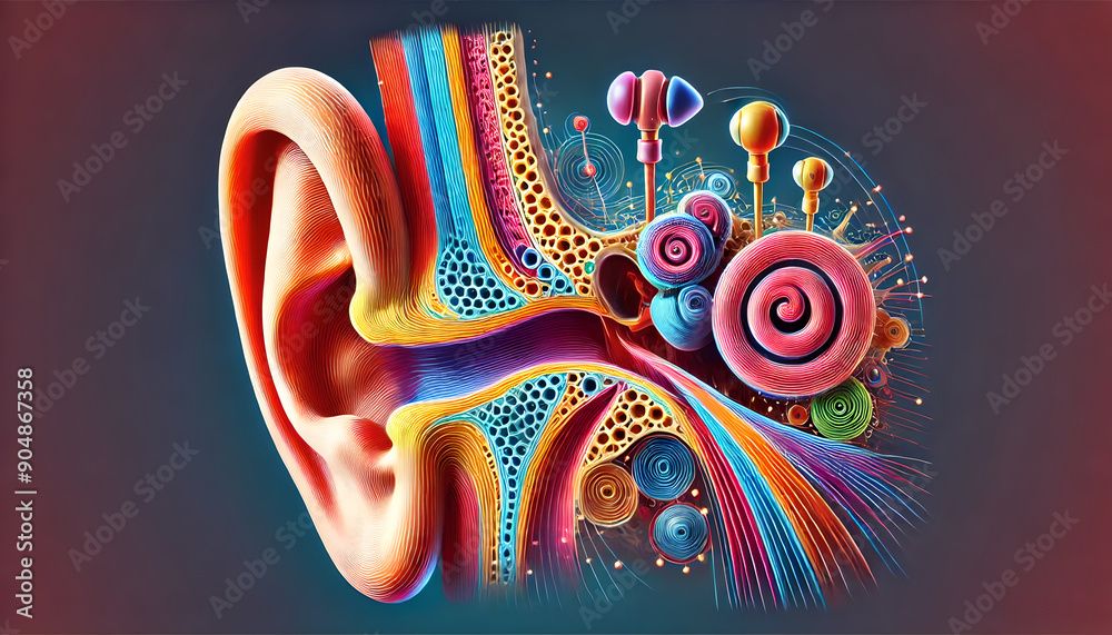 Ear anatomy and intricate details of the inner ear, Ear drum, Ossicles ...