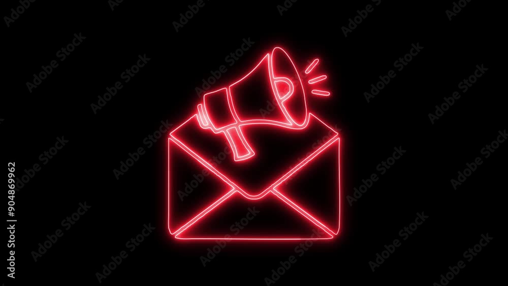 Email Marketing Neon Icon 4K Animated Linear Symbol Icon Video ...