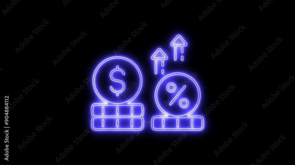 Profit Enhancement Neon Icon 4K Animated Linear Symbol Icon Video ...