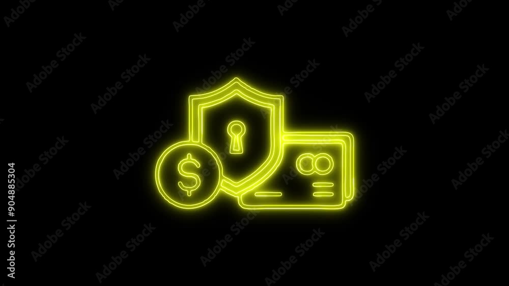 Secure Transaction Neon Icon 4K Animated Linear Symbol Icon Video ...