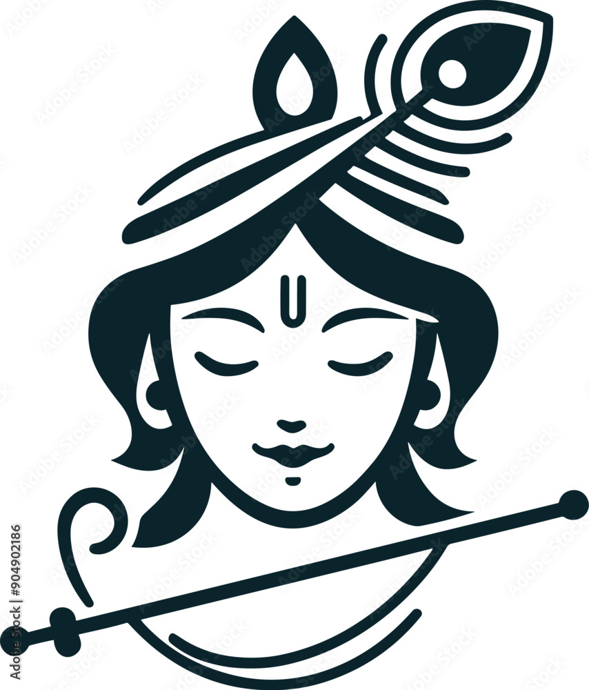Adobe Illustrator Artwork featuring the silhouette of Lord Krishna's ...