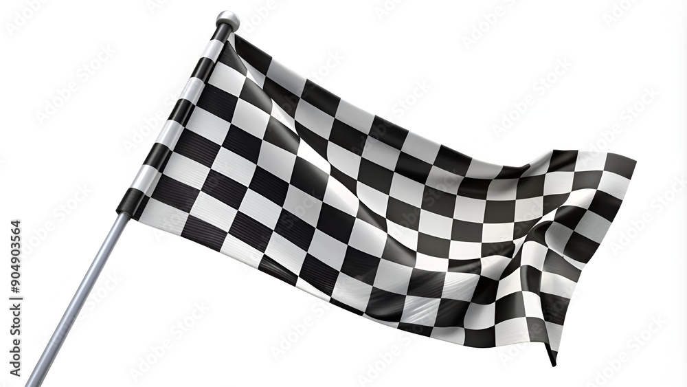Waving black and white checkered flag symbolizing victory and ...