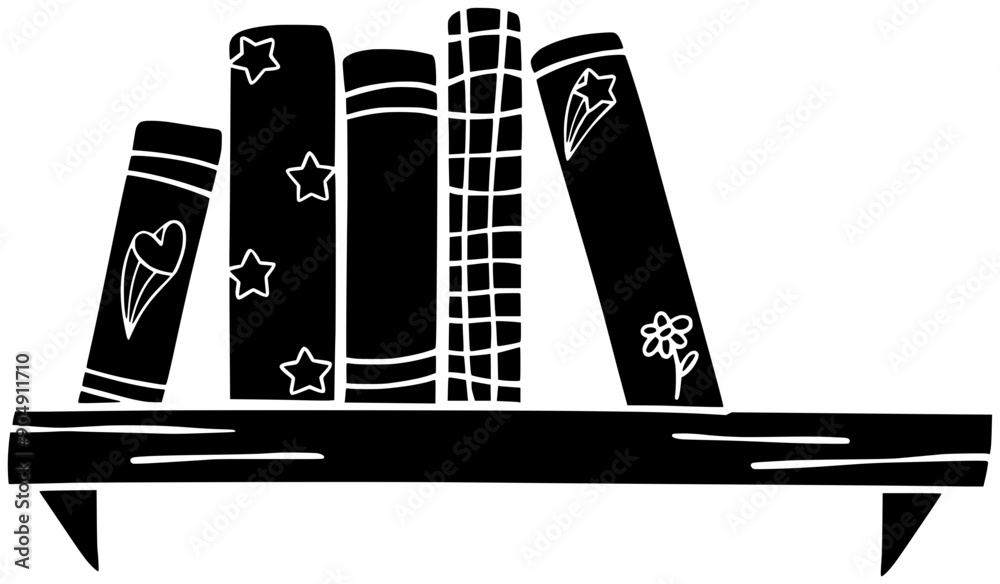 library illustration school silhouette education logo shelf icon book ...