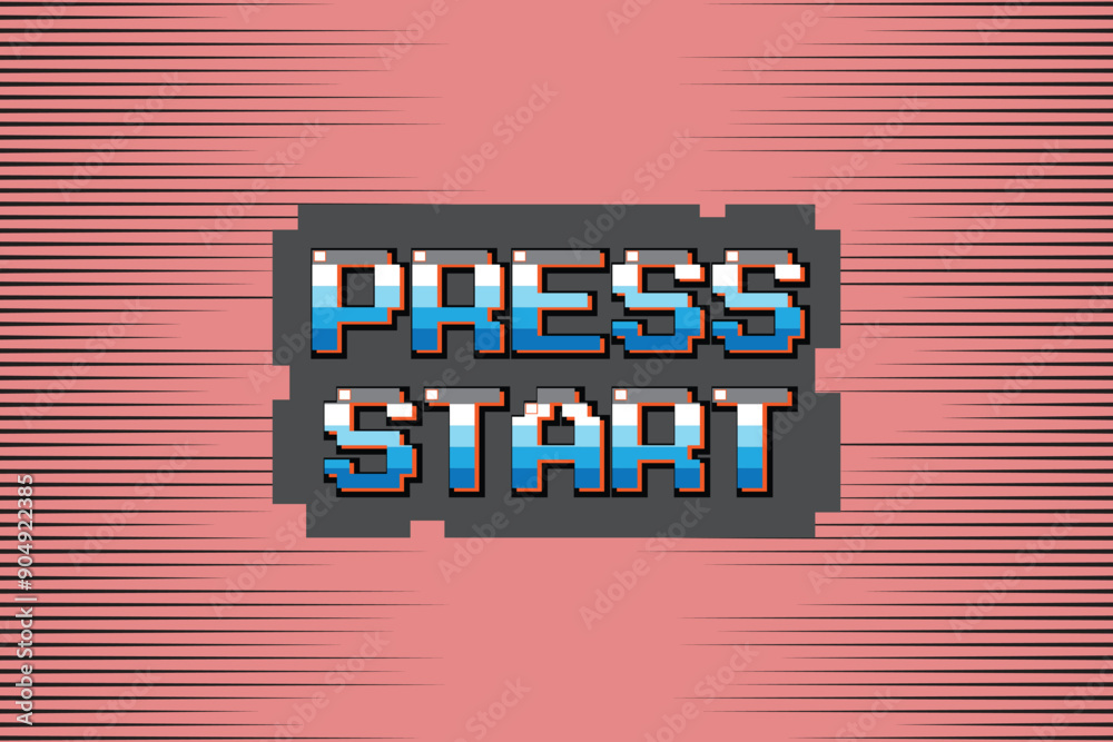PRESS START. pixel art .8 bit game. cartoon retro game. for game assets ...