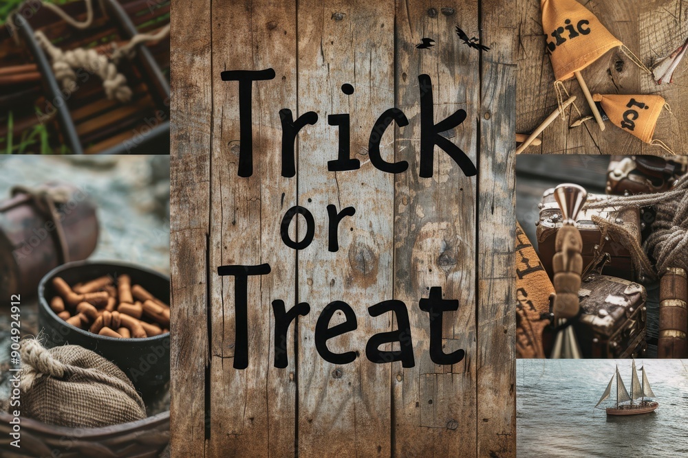 Pirate Adventure Collage: Pictures of pirate ships, treasure chests ...