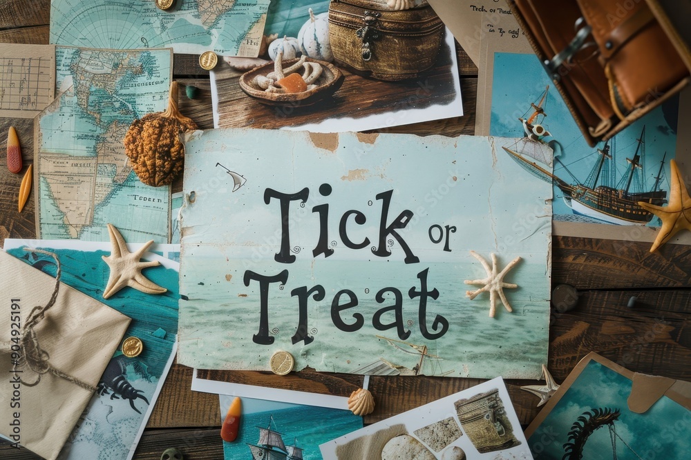 Pirate Adventure Collage: Pictures of pirate ships, treasure chests ...