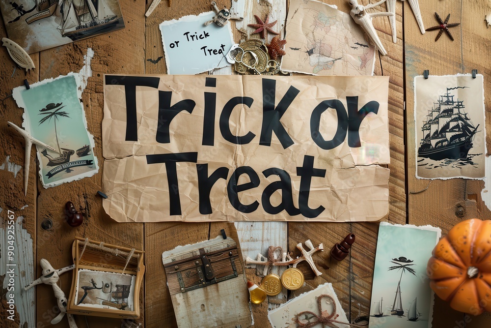 Pirate Adventure Collage: Pictures of pirate ships, treasure chests ...