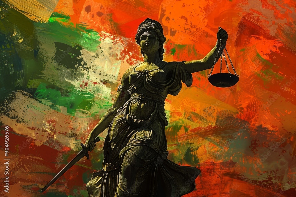 A painting of Lady Justice, a symbolic representation of justice and ...